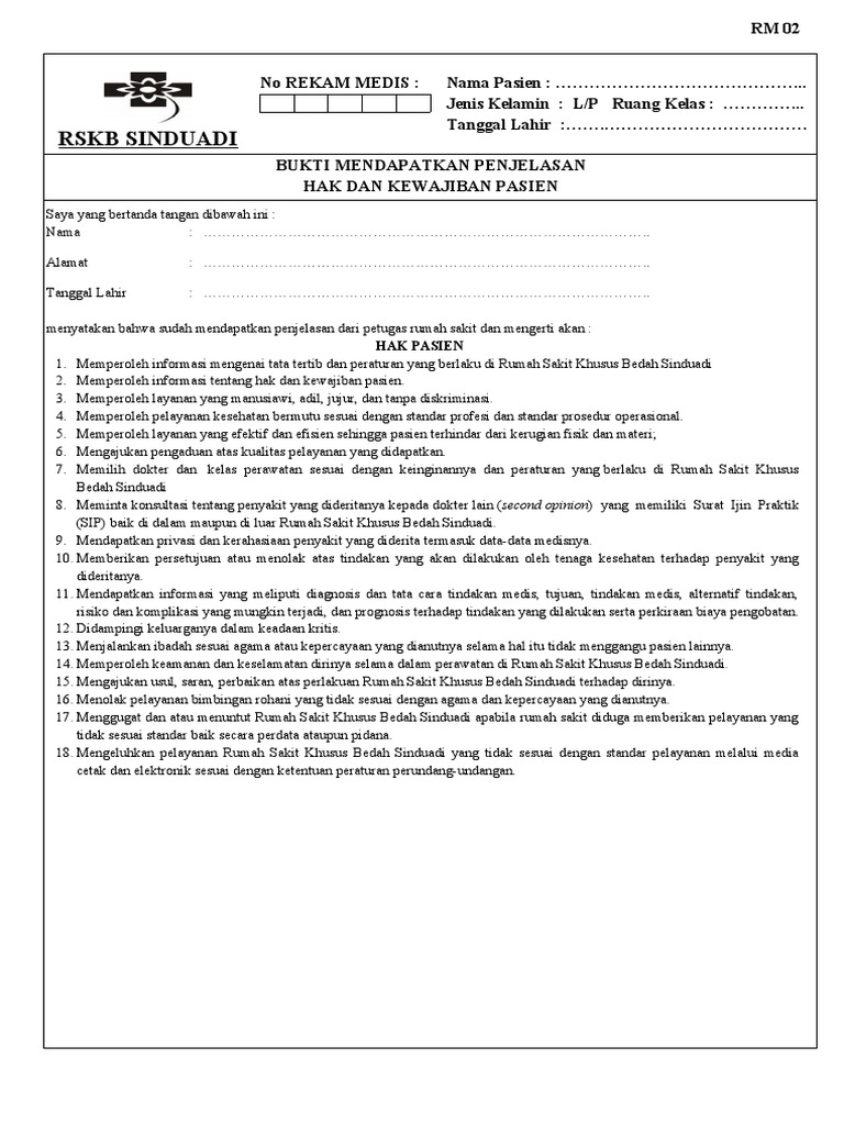 Hak dan Kewajiban Pasien RSKB | PDF