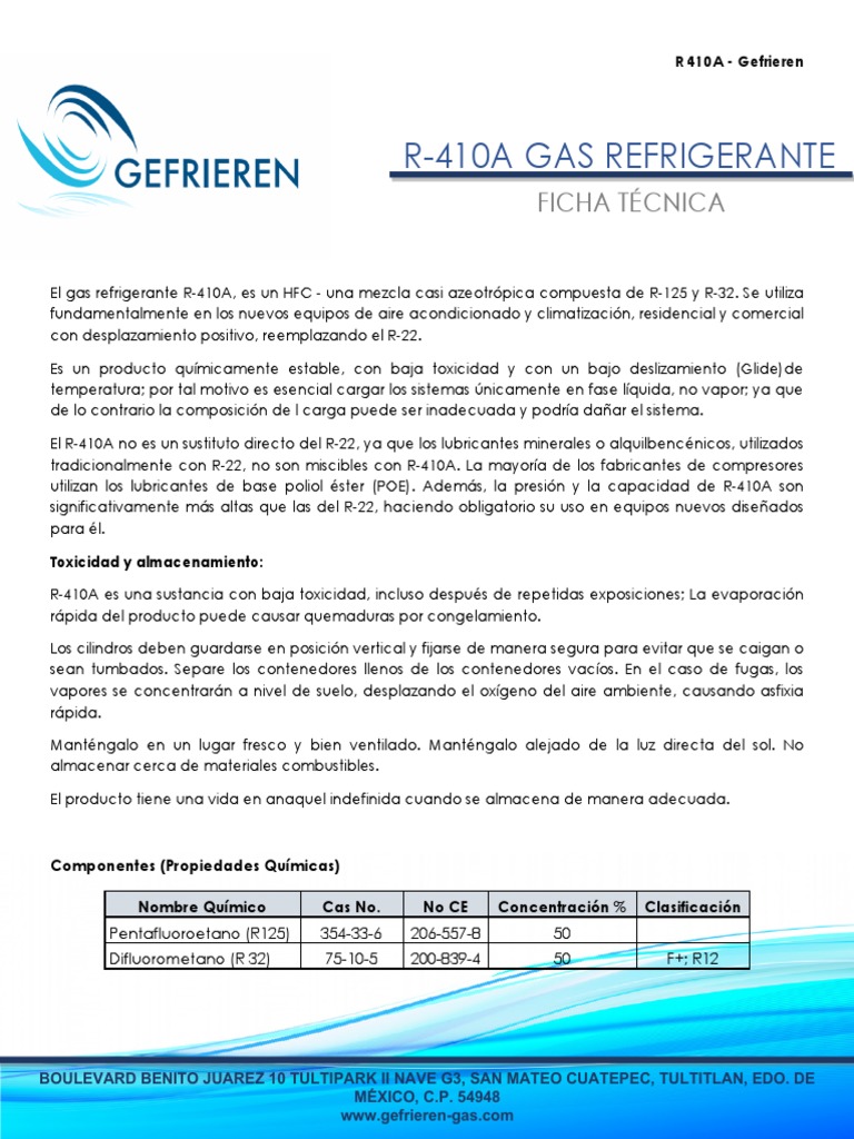 Ficha R410a | PDF | Cantidad | Materiales transparentes