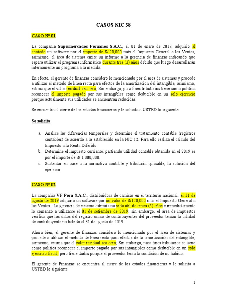 Evaluaciones NIC 38 | PDF | Contabilidad | Impuestos