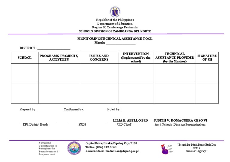 DepEd ZN Technical Assistance Tool | PDF