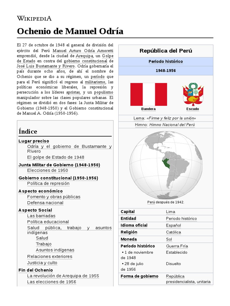 Ochenio de Manuel Odría | Descargar gratis PDF | Gobierno