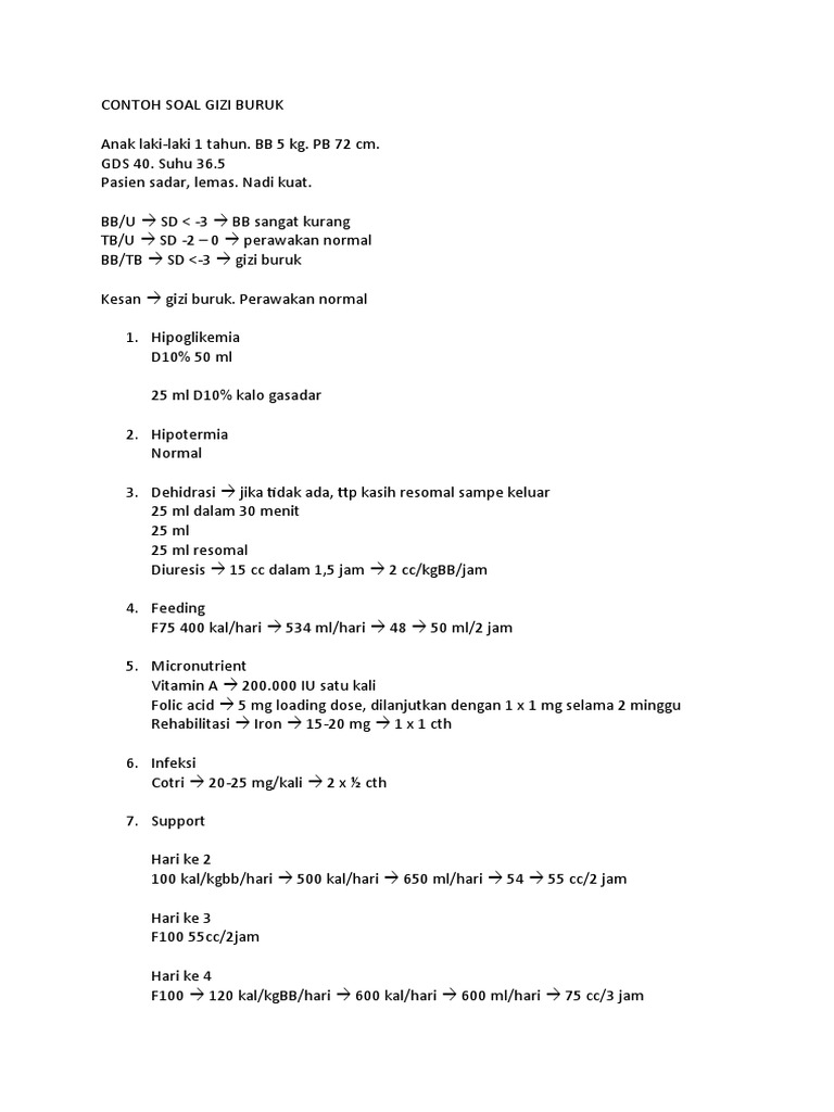 Contoh Soal Gizi Buruk | PDF Contoh Soal Gizi Buruk | PDF