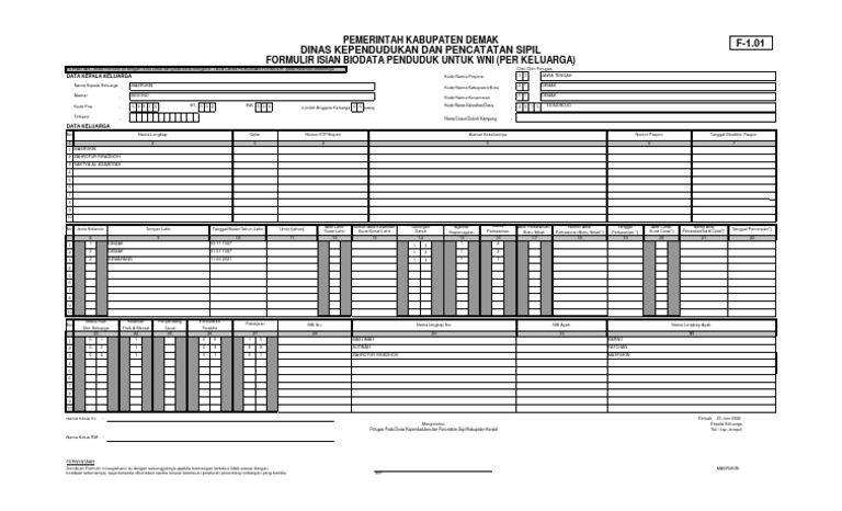 Formulir Biodata Penduduk | PDF