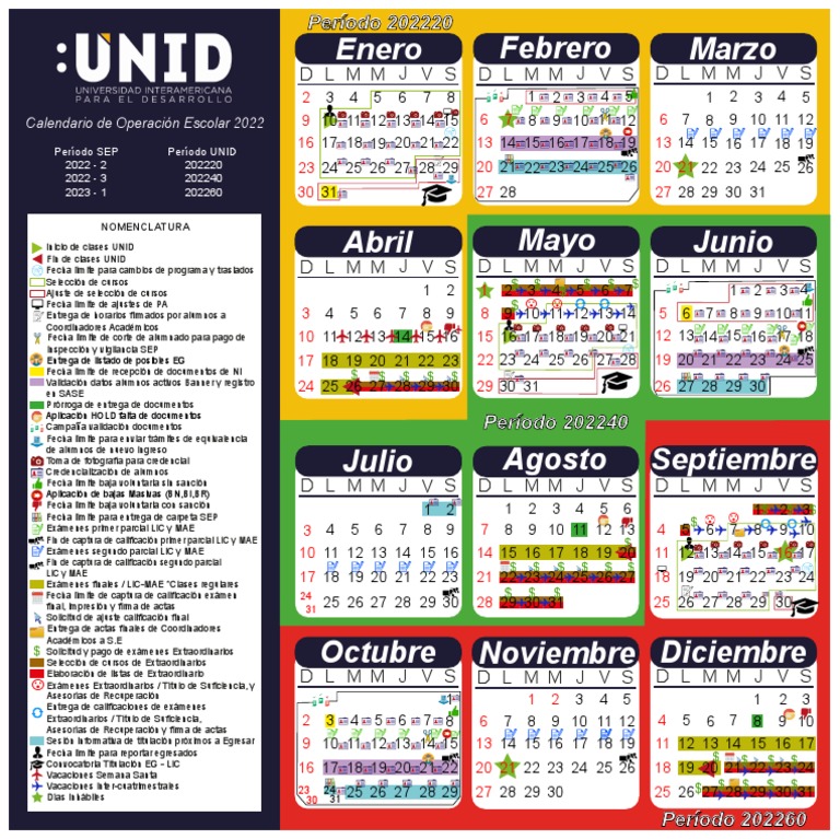 Calendario Escolar Unid 2022 UNID | PDF