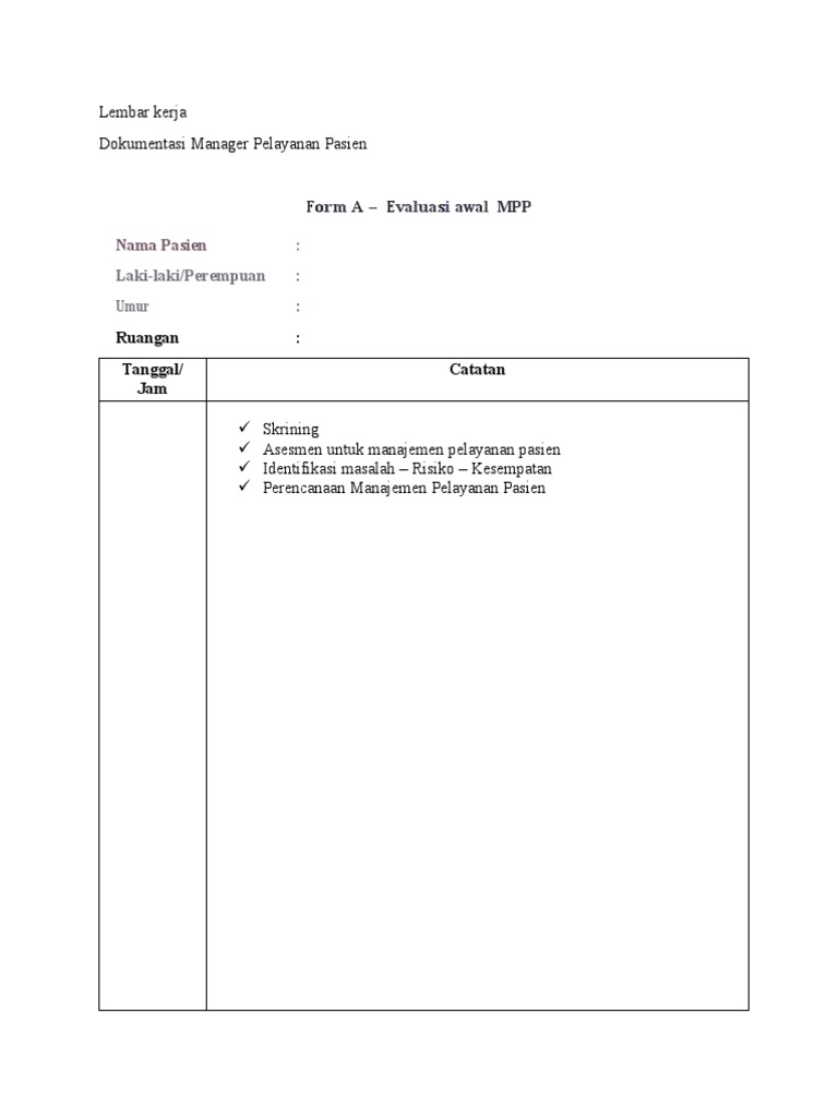 Form Assesment Dan Dokumen MPP | PDF