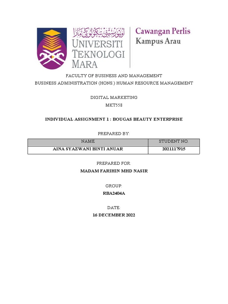 Mkt558 Individual Assignment Report | PDF | Marketing | Skin Care