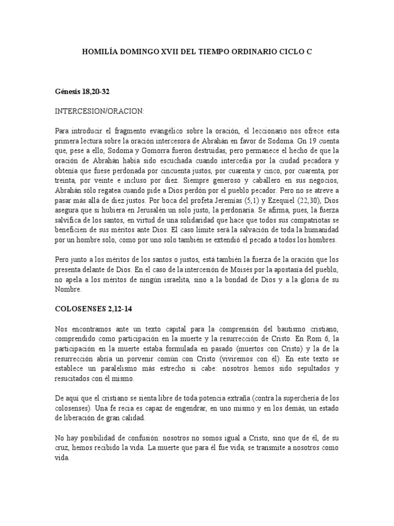Homilía Domingo Xvii Del Tiempo Ordinario Ciclo C | PDF | Oración | orador del Señor