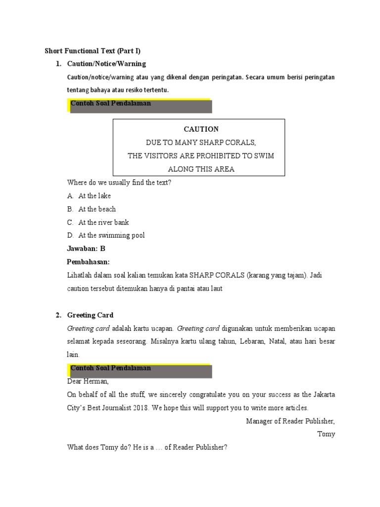 Short Functional Text pt.1 | PDF