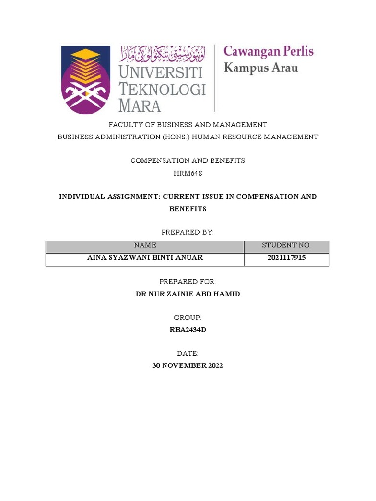 Individual Assignment Compensation & Benefits | PDF | Minimum Wage | Employment