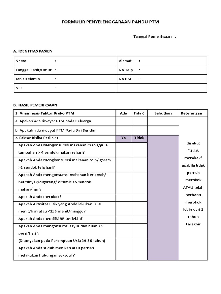 Formulir Pandu Ptm Pdf