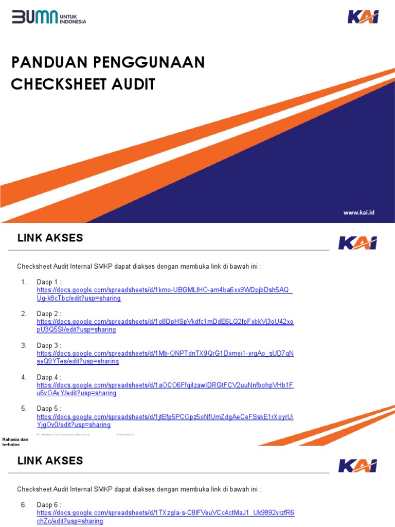 Panduan Penggunaan Checksheet Audit Internal SMKP Tahun 2022 | PDF | Accounting
