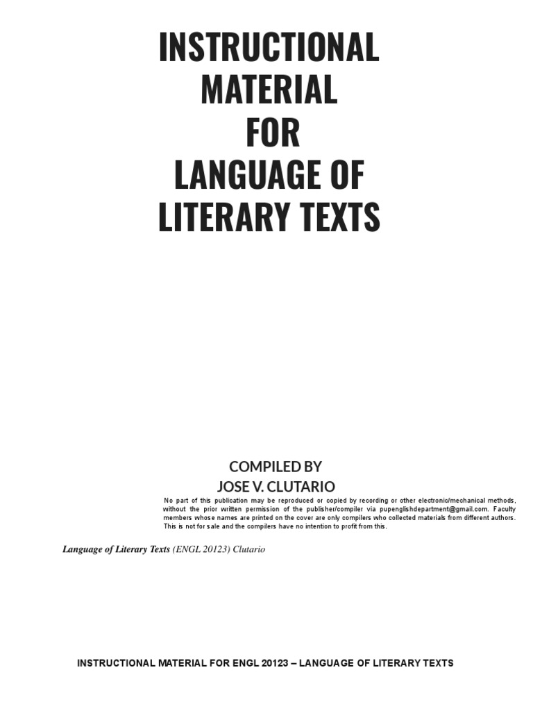 Language of Literary Texts Syllabus | PDF | Linguistics | Analysis