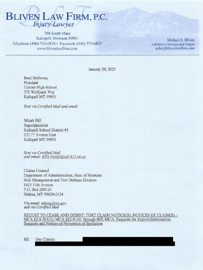 Tort Claim Notice SD5 - Redacted | PDF