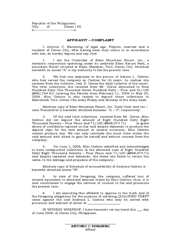 Affidavit COMPLAINT | PDF | Affidavit | Document Affidavit COMPLAINT | PDF | Affidavit | Document