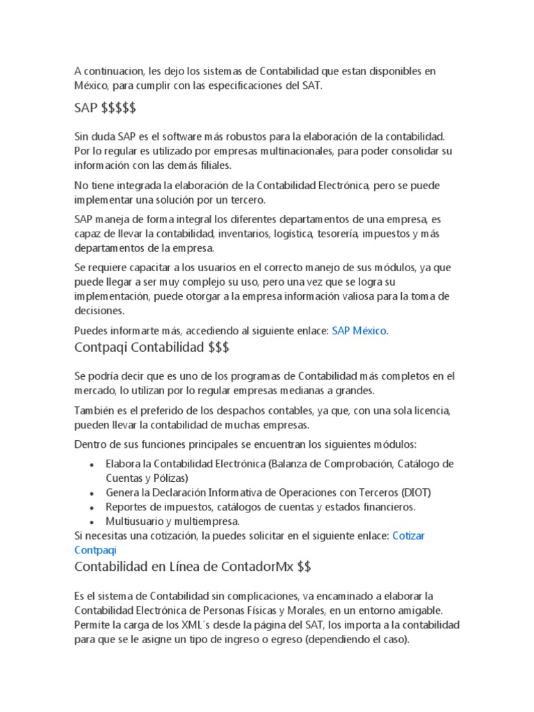 Mejores Software Contables en México | PDF | Contabilidad | Computación ...