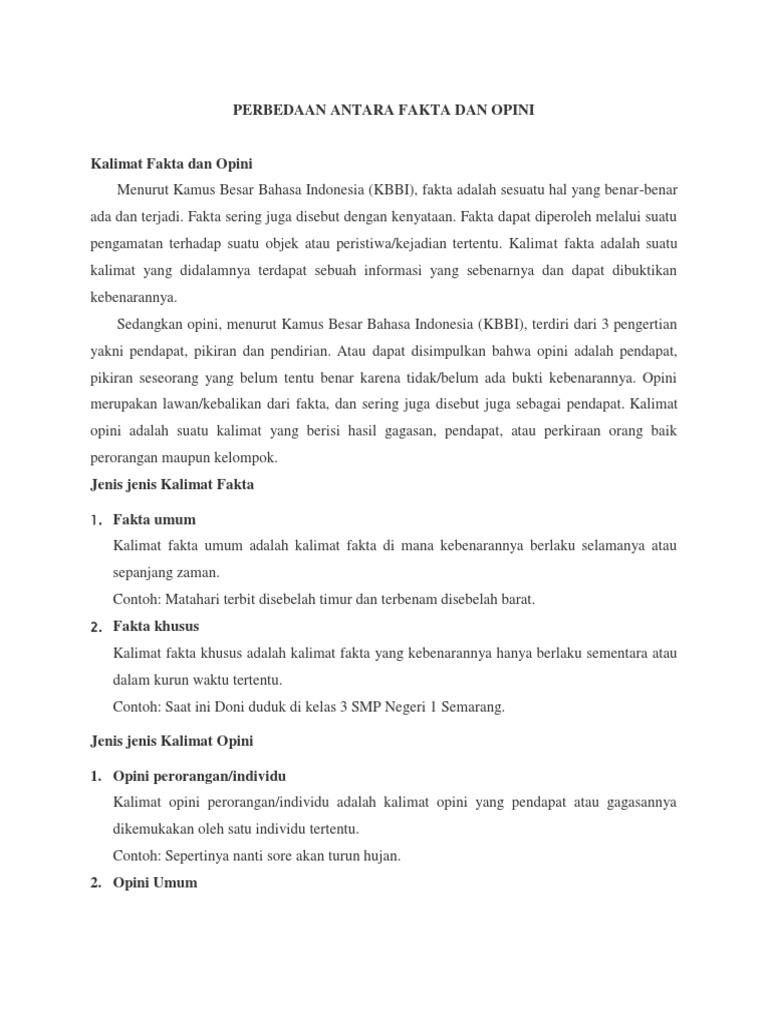 Fakta vs Opini | PDF