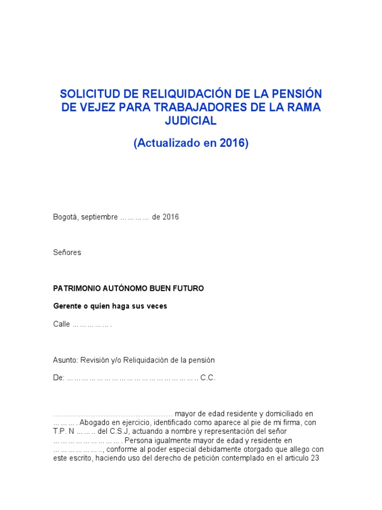 Solicitud de Reliquidacion de Pension | Descargar gratis PDF | Salario ... Solicitud de Reliquidacion de Pension | Descargar gratis PDF | Salario ...