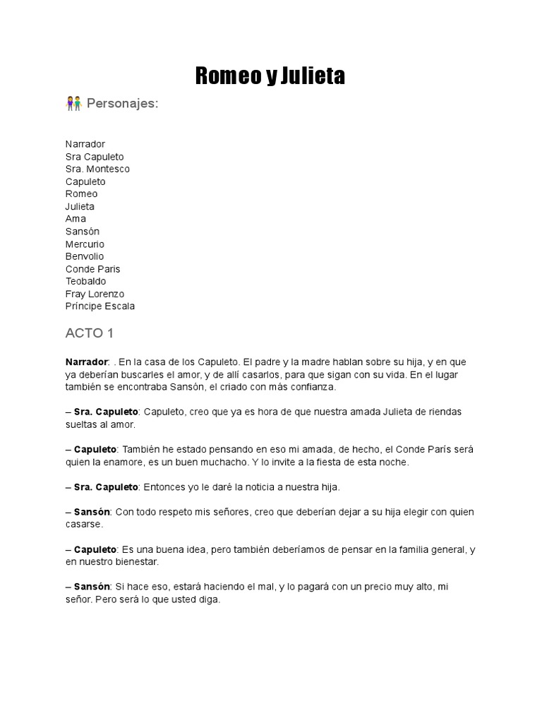 Guión Romeo y Julieta Comp | PDF | Romeo y Julieta