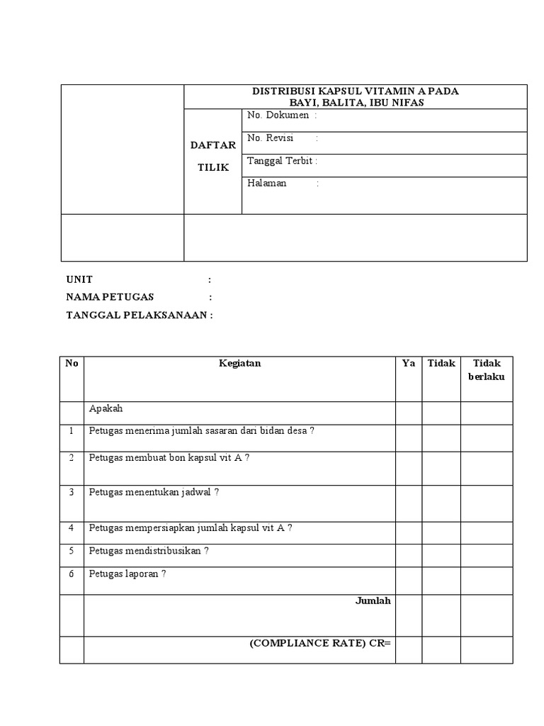 Contoh Daftar Tilik | PDF