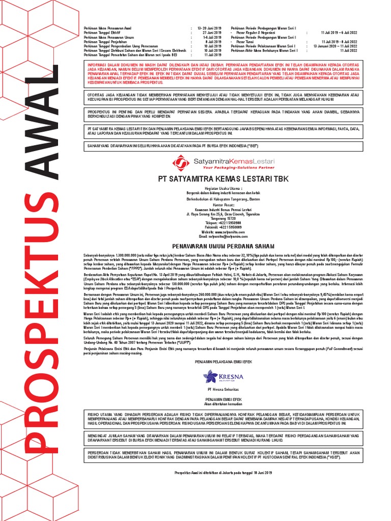 Prospektus Satyamitra Kemas Lestari | PDF