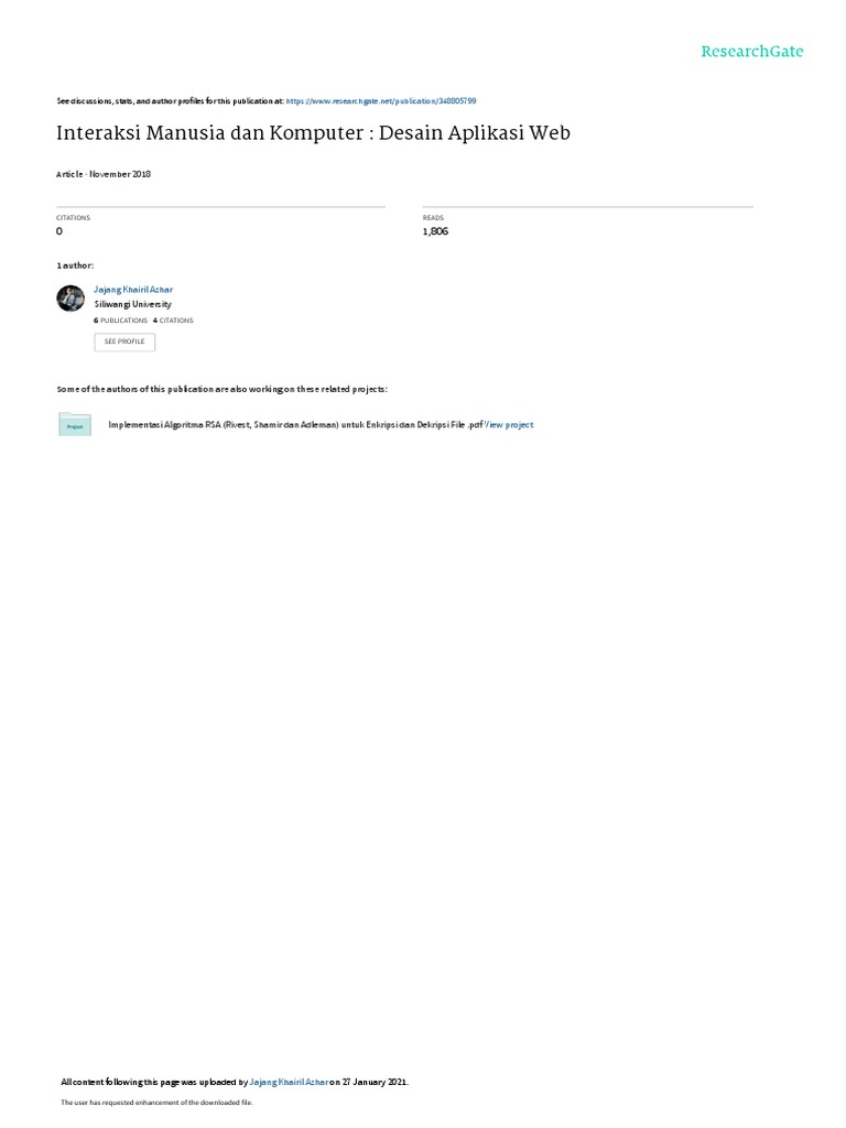 Interaksi Manusia Dan Komputer: Desain Aplikasi Web: November 2018 | PDF