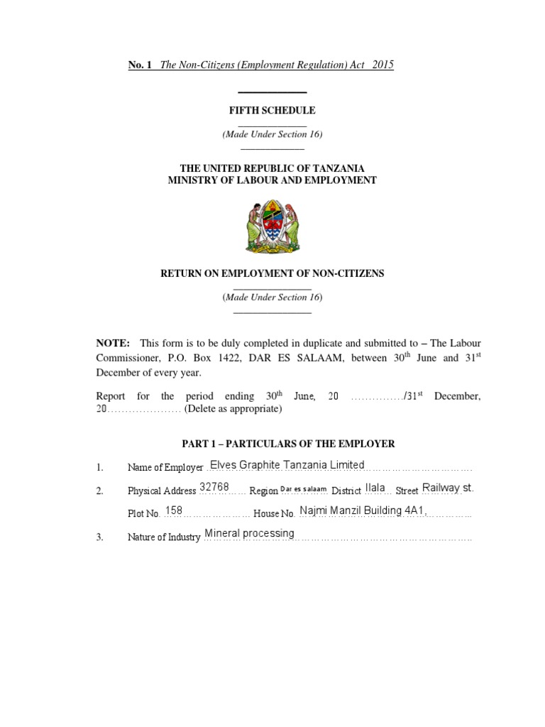 ReTURN ON EMPLOYMENT OF NON CITIZENS FORM | PDF | Employment | Government