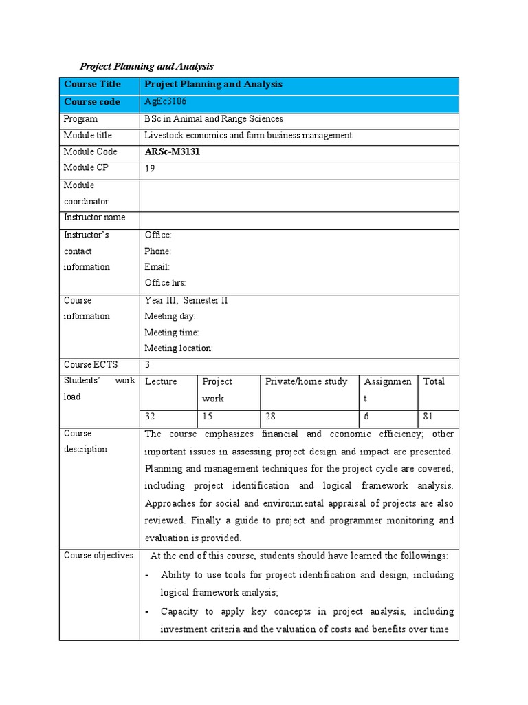 Project Planning and Analysis: A Comprehensive Guide to Financial and ...