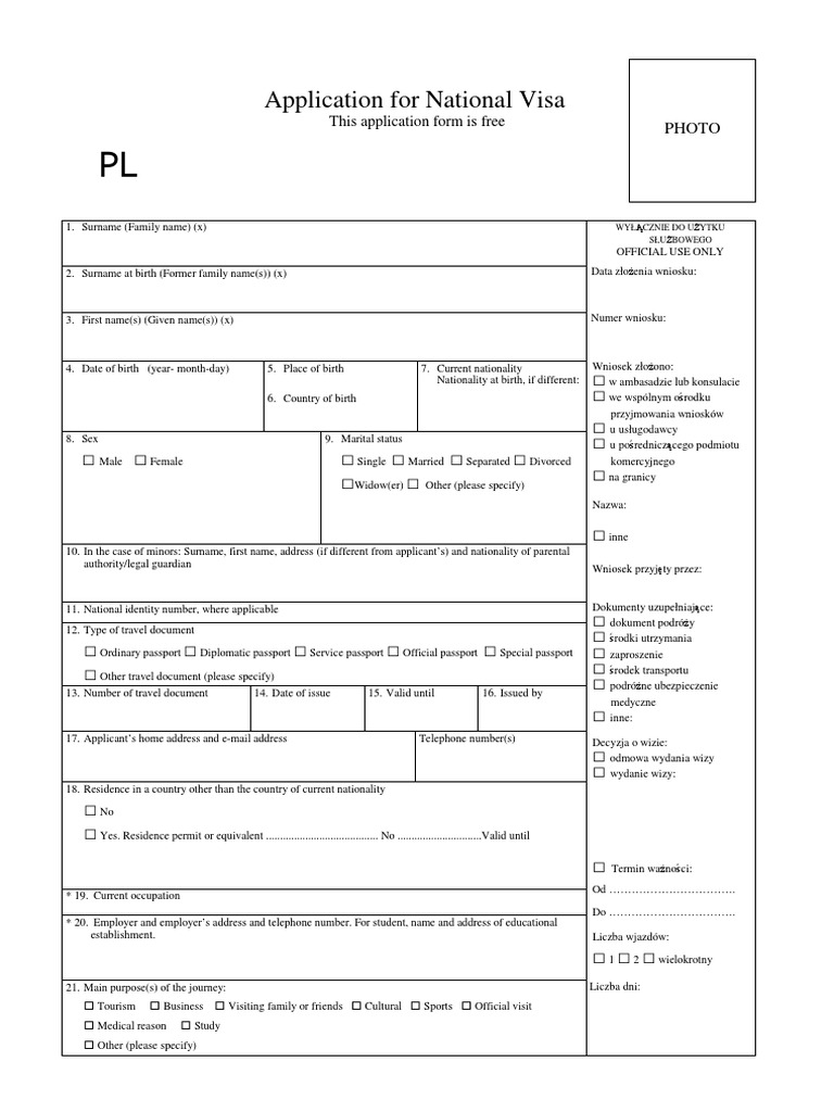 National Visa Application Form Eng | PDF | Travel Visa | International Law