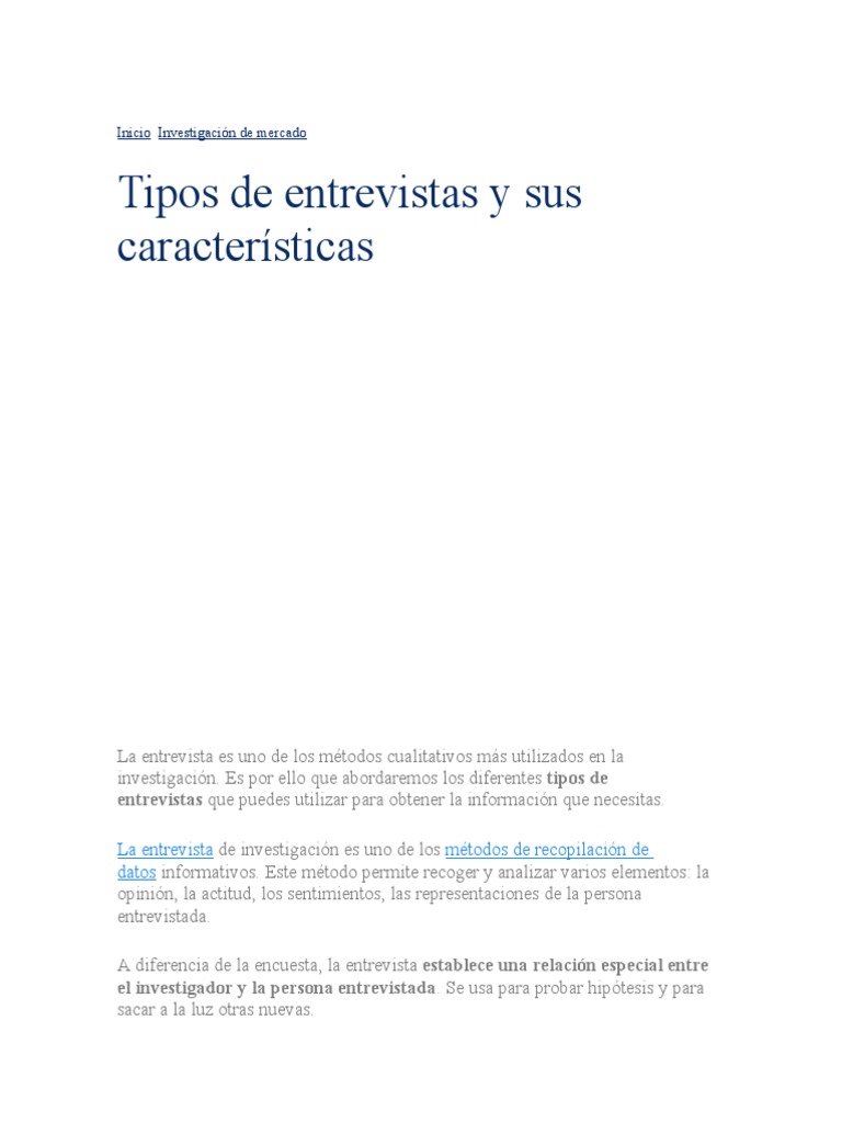 Tipos de entrevistas en investigación | PDF