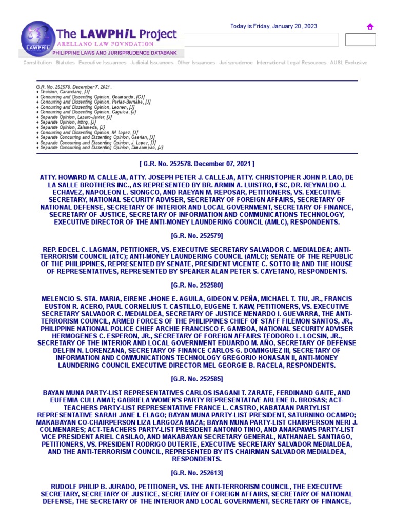 G.R. No. 252578 - Concurring and Dissenting Opinion Caguioa, (J) | Download Free PDF | Standing ...