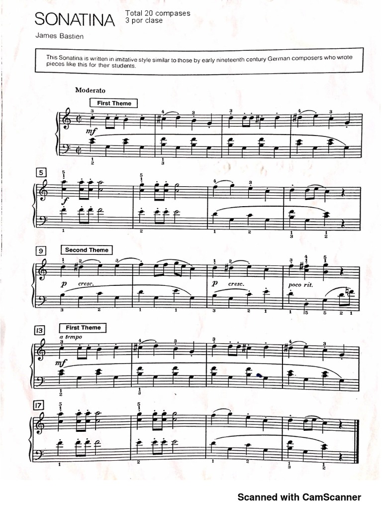 Sonatina - James Bastien | PDF