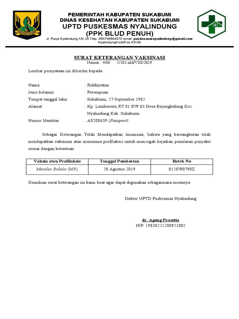 Surat Keterangan Vaksinasi | PDF