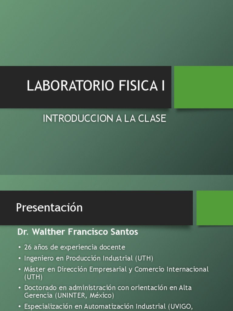 Presentación Lab. Física 1 General | PDF | Laboratorios | Física