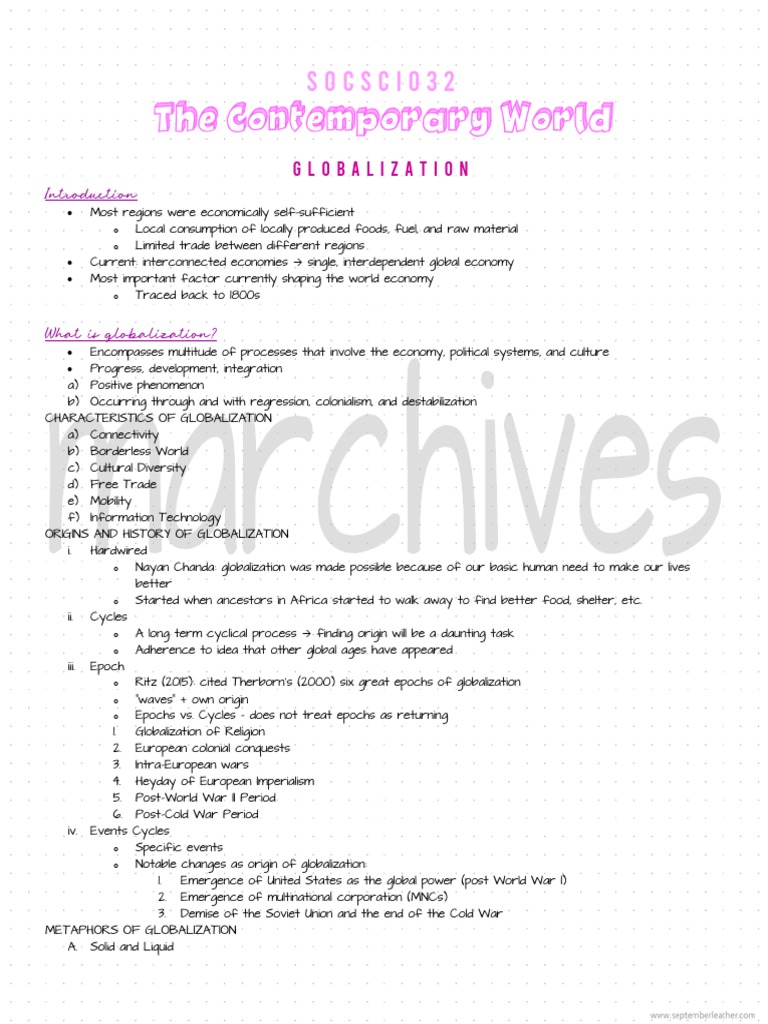 SOCSCI032 Notes | PDF | Globalization | Capitalism