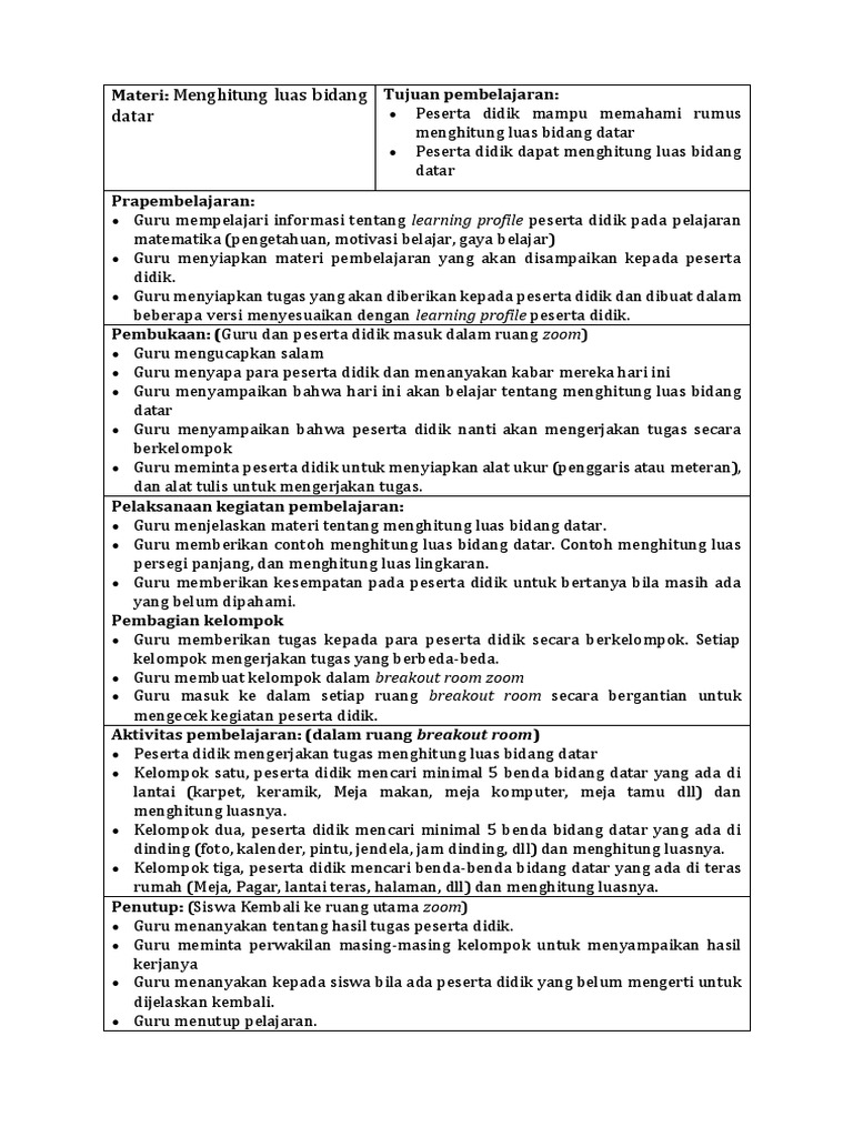 Contoh RPP Pembelajaran Berdiferensiasi | PDF