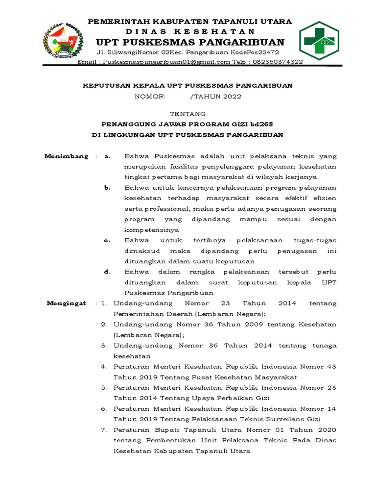 SK Program Gizi 2022 | PDF