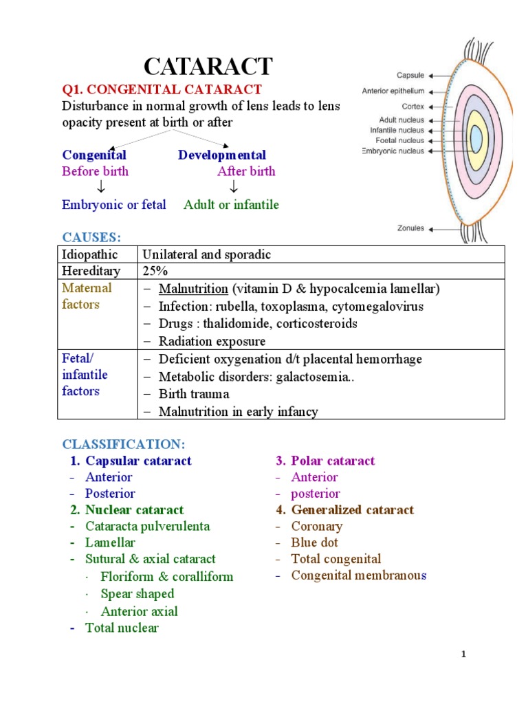 Types and Causes of Congenital Cataracts | PDF | Cataract | Visual System