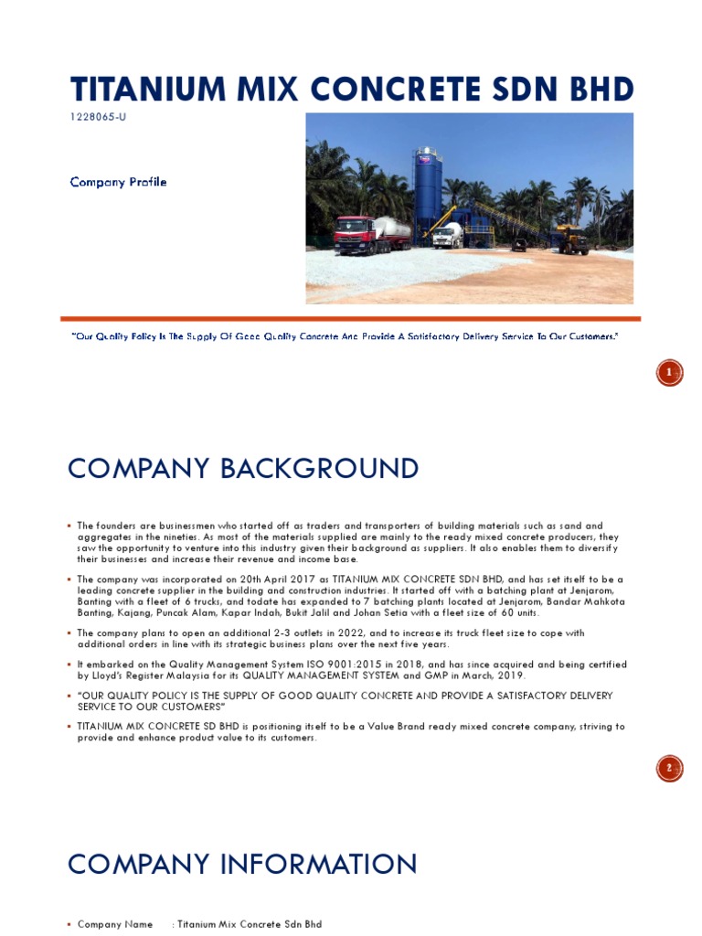Titanium Mix Concrete SDN BHD | PDF | Economies | Business