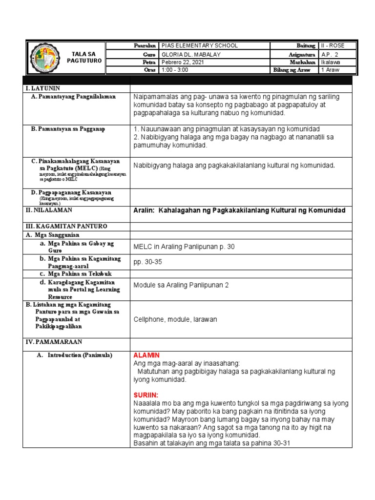 LESSON EXEMPLAR in Araling Panlipunan WeeK 8 | PDF