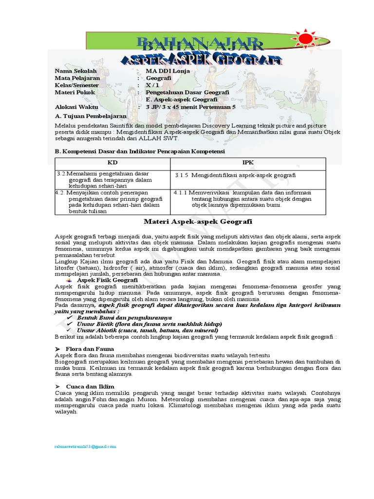 Bahan Ajar 5 Aspek Geografi (AutoRecovered) | PDF | Sains & Matematika