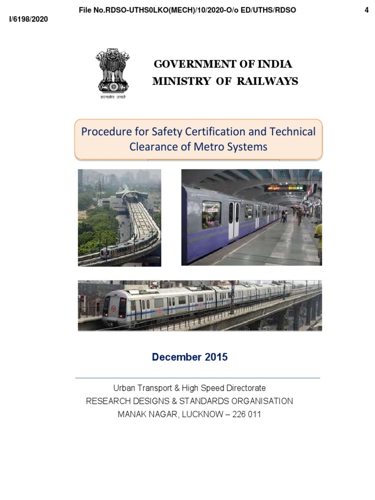 Metro Safety Certification Procedure | PDF | Land Transport ...