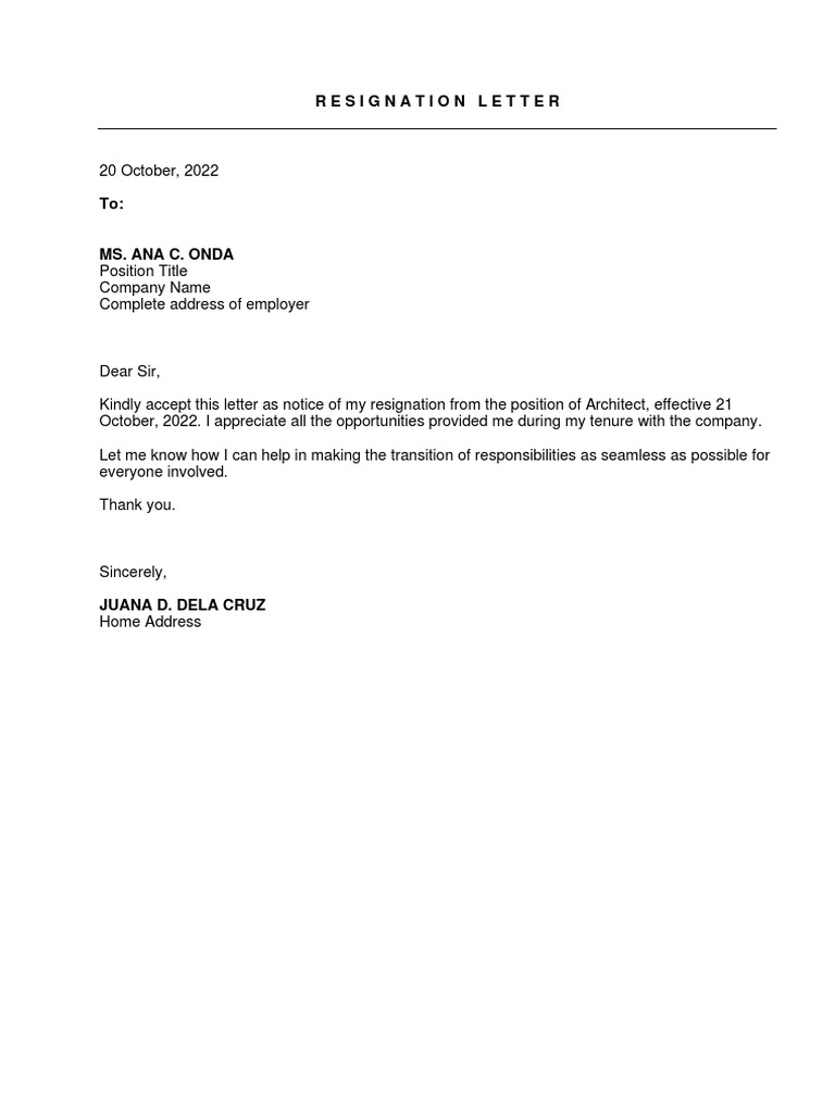 Resignation Letter | PDF