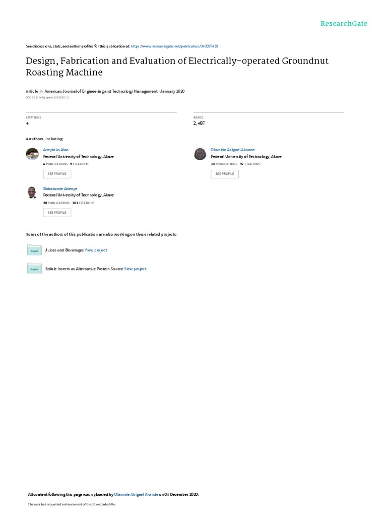 Design, Fabrication and Evaluation of Electrically-Operated Groundnut ...