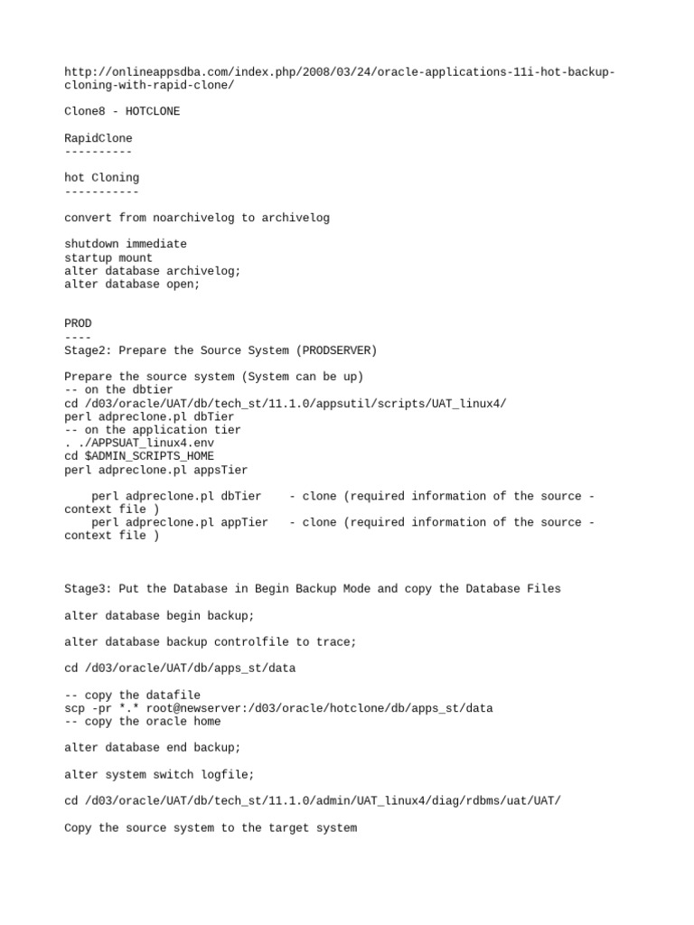 Clone Steps Hot | PDF | Backup | Databases