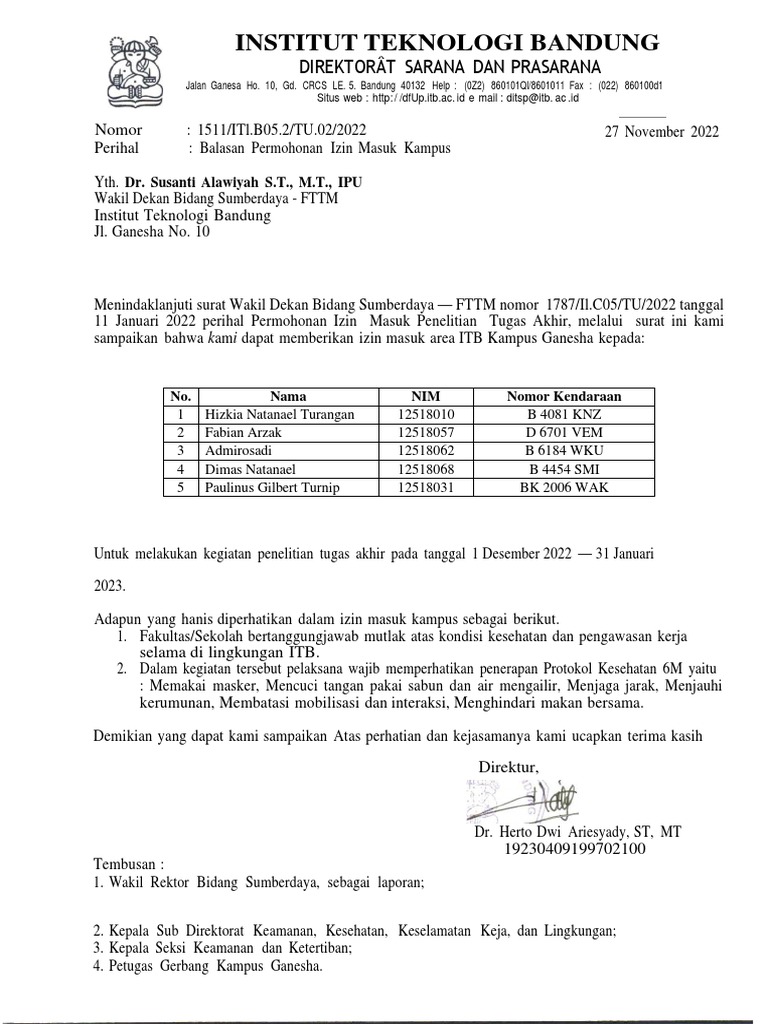 Surat Izin Peneitian Lab PBG | PDF