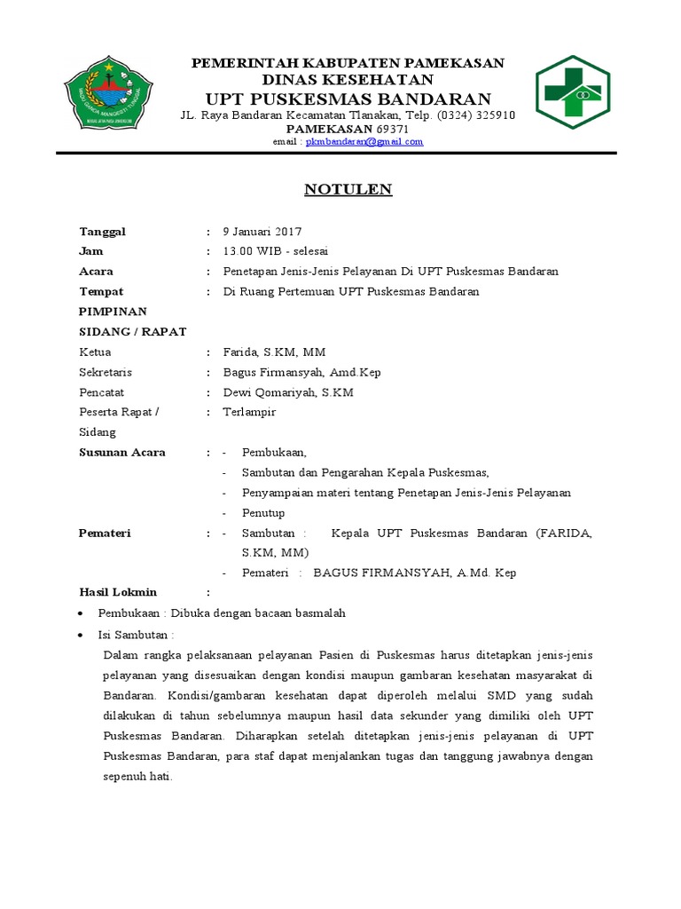 Notulen Jenis-Jenis Pelayanan | PDF | Sains & Matematika