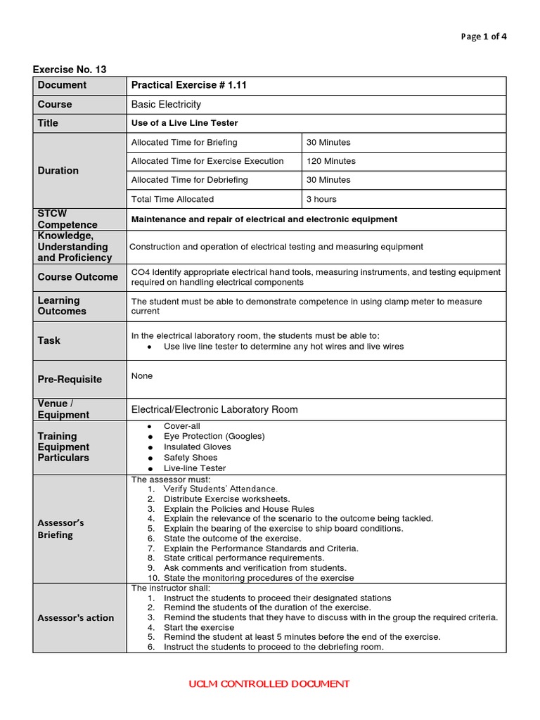 Electro 1 E11 Use of Live Line Tester | PDF