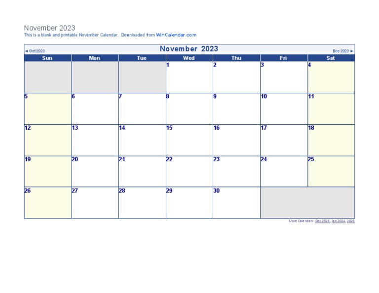 Printable November 2023 Calendar | PDF