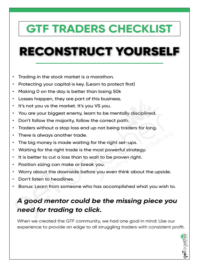 GTF Traders Checklist | PDF | Risk | Risk Management
