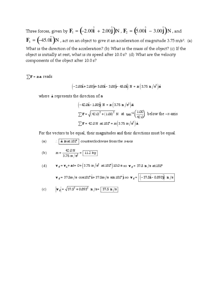 Soltion of HW Problems CH 5 | PDF | Force | Acceleration